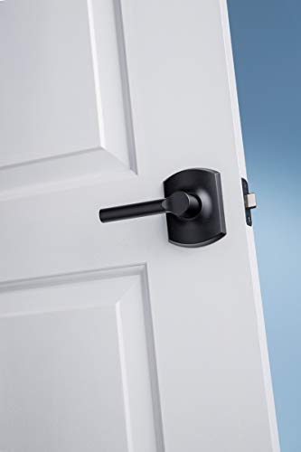 SCHLAGE F51A BRW 622 GRW Broadway Lever with Greenwich Trim Keyed Entry Lock, Matte Black