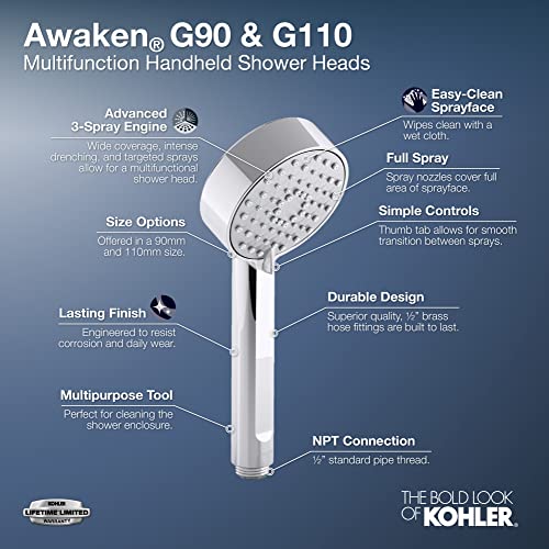 Kohler 72415-Y-BL Awaken G110 Multifunction HANDSHOWER, Matte Black