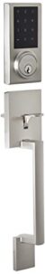 delaney hardware d43201v kp300 digital keypad door lock with deadbolt and vida lever in satin nickel finish, keypad lock, keypad door lock with handle, satin nickel finish, one size