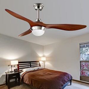 Surtime 52" Modern Ceiling Fans with Light Remote Control, Indoor Outdoor Reversible Ceiling Fan Lamp, Timer Control 6 Wind Speeds Dimmable with Memory Lighting Function for Patios Dining Room(Brown)