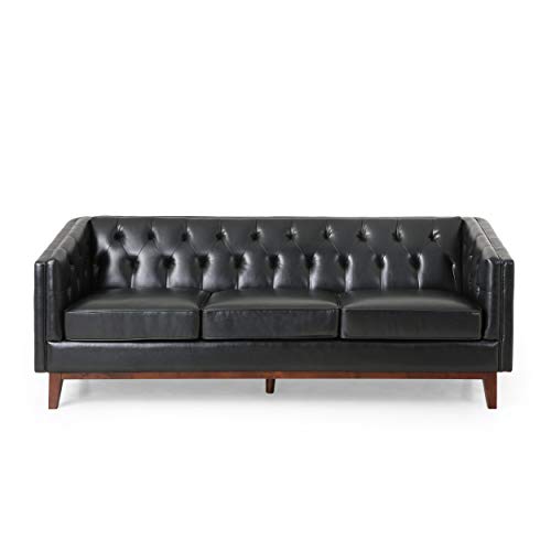 Christopher Knight Home Ovando Sofas, Midnight Black + Espresso