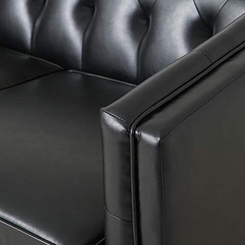 Christopher Knight Home Ovando Sofas, Midnight Black + Espresso