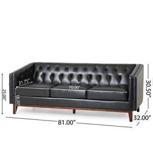 Christopher Knight Home Ovando Sofas, Midnight Black + Espresso