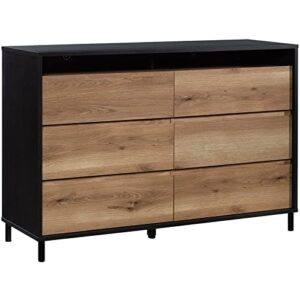 sauder acadia way modern 6-drawer dresser in raven oak, raven oak finish