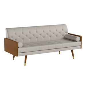 gdfstudio christopher knight home aidan mid century modern tufted fabric sofa, beige