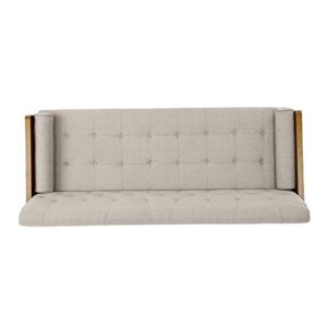 GDFStudio Christopher Knight Home Aidan Mid Century Modern Tufted Fabric Sofa, Beige