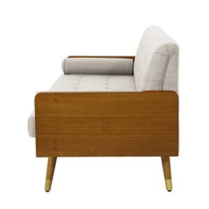 GDFStudio Christopher Knight Home Aidan Mid Century Modern Tufted Fabric Sofa, Beige