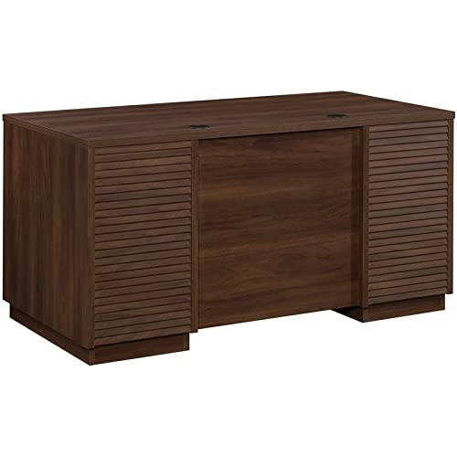 Sauder Palo Alto 60" Wooden Double Pedestal Computer Desk in Spiced Mahogany