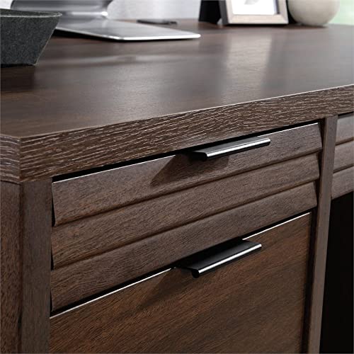 Sauder Palo Alto 60" Wooden Double Pedestal Computer Desk in Spiced Mahogany