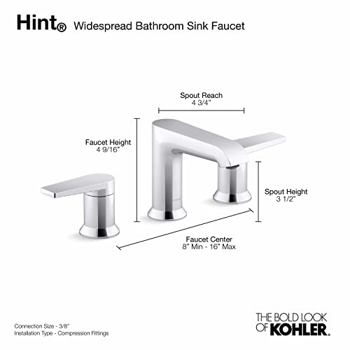 KOHLER 97093-4-BN Hint Widespread Faucet, Vibrant Brushed Nickel