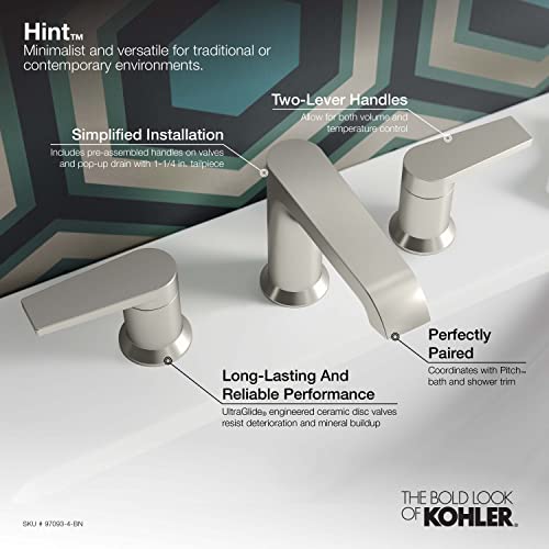 KOHLER 97093-4-BN Hint Widespread Faucet, Vibrant Brushed Nickel