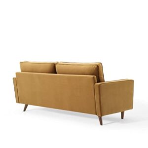 Modway Valour Performance Velvet Upholstered Tufted Sofa, Cognac