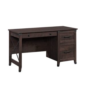 sauder carson forge pedestal desk, rustic cedar finish