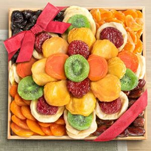 A Gift Inside Bloom Dried Fruit Deluxe Tray Basket Arrangement for Holiday Birthday Healthy Snack Business Kosher 2.75 Pound