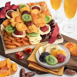 A Gift Inside Bloom Dried Fruit Deluxe Tray Basket Arrangement for Holiday Birthday Healthy Snack Business Kosher 2.75 Pound