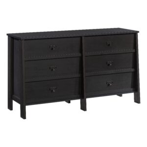 sauder trestle engineered wood 6 drawer dresser in raven oak