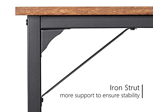 CubiCubi Study Computer Desk 40" Home Office Writing Small Desk, Modern Simple Style PC Table, Black Metal Frame, Rustic Brown