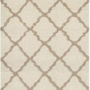 SAFAVIEH Dallas Shag Collection 8' x 10' Ivory/Beige SGD257B Trellis Non-Shedding Living Room Bedroom Dining Room Entryway Plush 1.5-inch Thick Area Rug