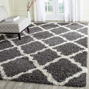 SAFAVIEH Dallas Shag Collection 8' x 10' Ivory/Beige SGD257B Trellis Non-Shedding Living Room Bedroom Dining Room Entryway Plush 1.5-inch Thick Area Rug