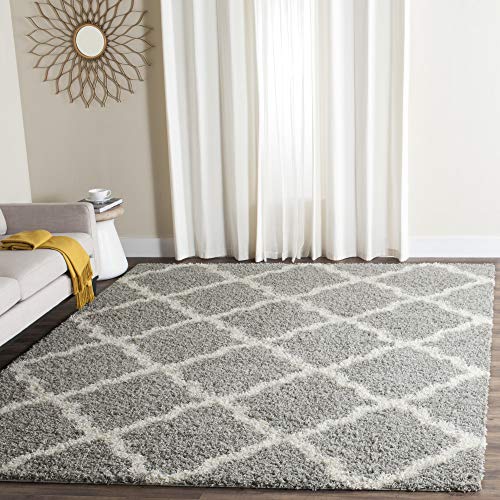 SAFAVIEH Dallas Shag Collection 8' x 10' Ivory/Beige SGD257B Trellis Non-Shedding Living Room Bedroom Dining Room Entryway Plush 1.5-inch Thick Area Rug