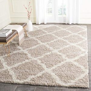 SAFAVIEH Dallas Shag Collection 8' x 10' Ivory/Beige SGD257B Trellis Non-Shedding Living Room Bedroom Dining Room Entryway Plush 1.5-inch Thick Area Rug