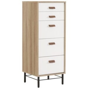 sauder anda norr lingerie chest of drawers in sky oak, sky oak finish