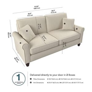 Bush Furniture Hudson Sofa, 73W, Cream Herringbone