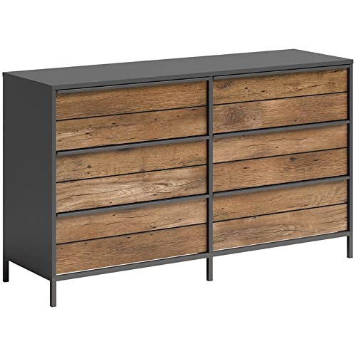 Sauder 427351 Boulevard Café 6 Drawer Dresser - Vintage Oak® Finish & Black