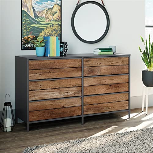 Sauder 427351 Boulevard Café 6 Drawer Dresser - Vintage Oak® Finish & Black