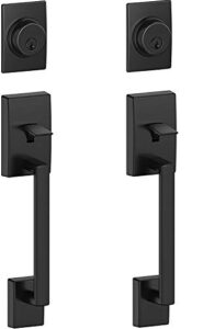 schlage f58 cen 622 century single cylinder exterior entrance handleset lock, matte black (exterior half only)