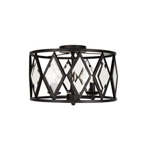 evolution lighting 20364-001 3-light 15 in. bronze prismatic glass flushmount