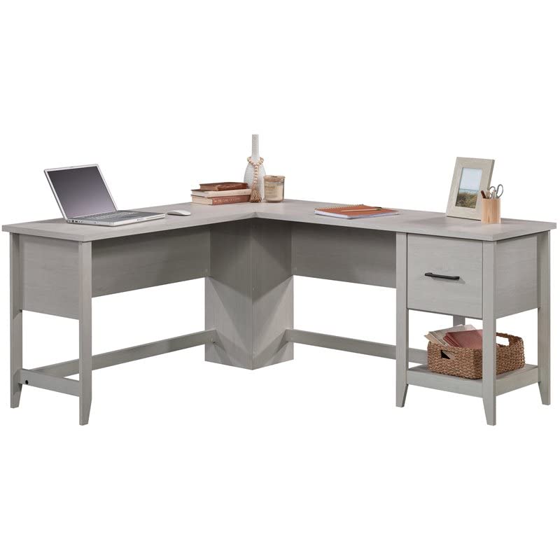 Sauder Summit Station Engineered Wood L-Shaped Desk in Glacier Oak