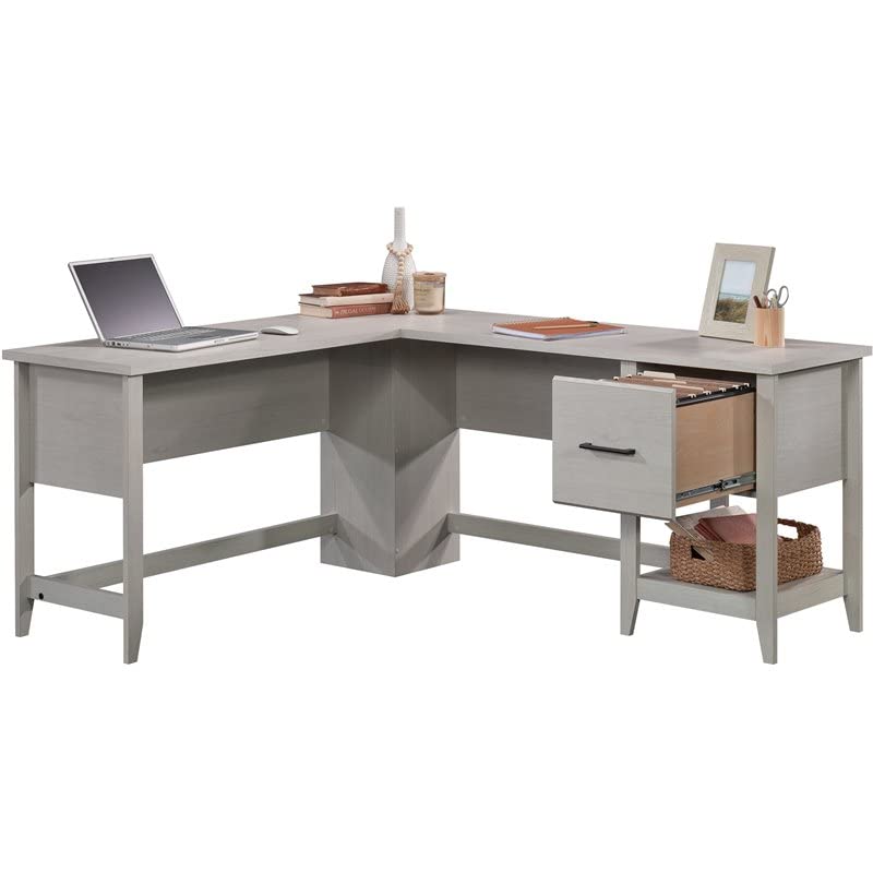 Sauder Summit Station Engineered Wood L-Shaped Desk in Glacier Oak