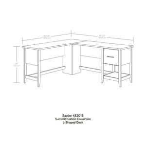 Sauder Summit Station Engineered Wood L-Shaped Desk in Glacier Oak