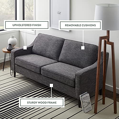 Edenbrook Jensen Upholstered Couch - Couches for Living Room - Charcoal Upholstered Couch - Living Room Furniture - Small Couch - Seats Three - Scoop Arm Modern Couch