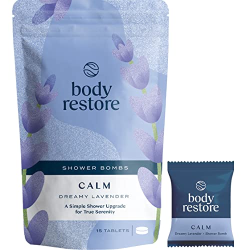 Body Restore Shower Steamers Aromatherapy 15 Packs - Gifts for Mom, Gifts for Women and Men, Shower Bath Bombs, Lavender Essential Oil, Stress Relief and Relaxation