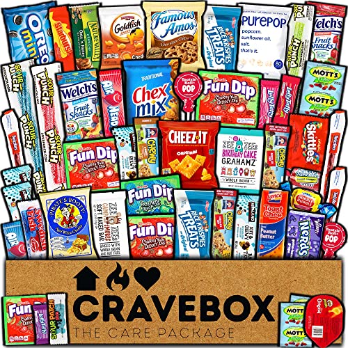 CRAVEBOX Easter Snacks Box Variety Pack Care Package (50 Count) Treats Gift Basket Boxes Pack Adults Kids Grandkids Guys Girls Women Men Boyfriend Candy Birthday Cookies Chips Teenage Mix College Student Food Sampler Office