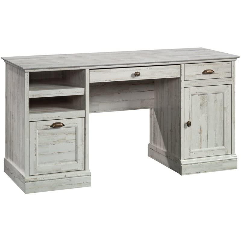 Sauder Barrister Lane Home Office Executive Desk in White Plank, White Plank Finish