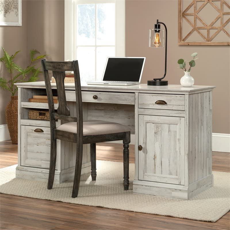 Sauder Barrister Lane Home Office Executive Desk in White Plank, White Plank Finish