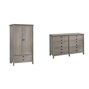 sauder cottage road armoire, l: 32.44″ x w: 21.73″ x h: 59.17″, mystic oak finish & cottage road dresser, l: 56.77″ x w: 19.29″ x h: 35.35″, mystic oak finish