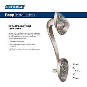 Schlage F60 V CAM 619 ACC Camelot Front Entry Handleset with Accent Lever, Deadbolt Keyed 1 Side, Satin Nickel