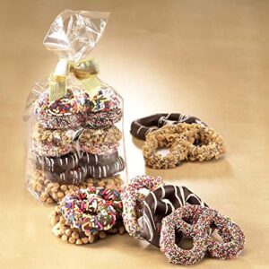 Asher's Chocolates, Chocolate Covered Pretzels Gift Basket, Holiday Assortment of Candy, Small Batches of Kosher Chocolate, Family Owned Since 1892 (8 oz, Milk & Dark)