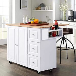 kitchen island cart on wheels – portable kitchen island with drop leaf, rolling kitchen island with storage