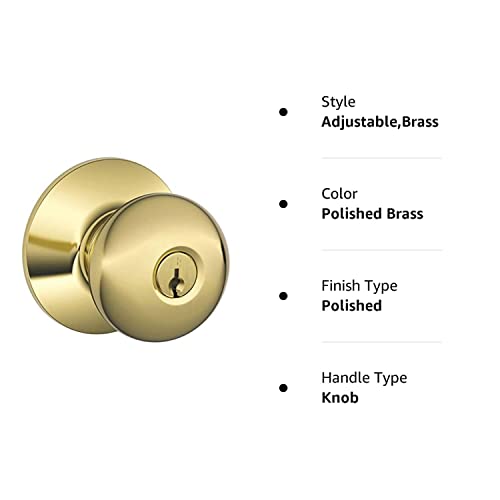 SCHLAGE F51A Plymouth Keyed Entry Lock C Keyway with 16211 Latch 10063 Strike Bright Brass Finish