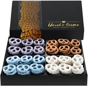 hazel & creme yogurt pretzels – chocolate covered pretzels – gourmet holiday pretzels – assorted gourmet flavors – thank you, birthday, sympathy gift