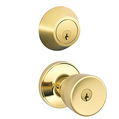 Schlage JC60 V BYR 605 Single Cylinder Keyed Entry Lock Deadbolt, Bright Brass