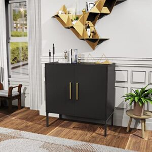 jozzby storage buffet cabinet, freestanding sideboard with double doors, modern wooden sideboard, black side cabinets for bedroom, living room, kitchen, office and hallway