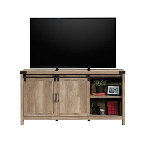 Sauder Bridge Acre TV Credenza with Sliding Doors, Lintel Oak Finish