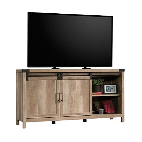 Sauder Bridge Acre TV Credenza with Sliding Doors, Lintel Oak Finish