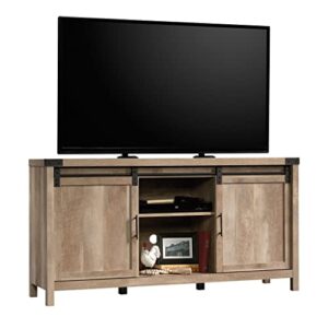 Sauder Bridge Acre TV Credenza with Sliding Doors, Lintel Oak Finish